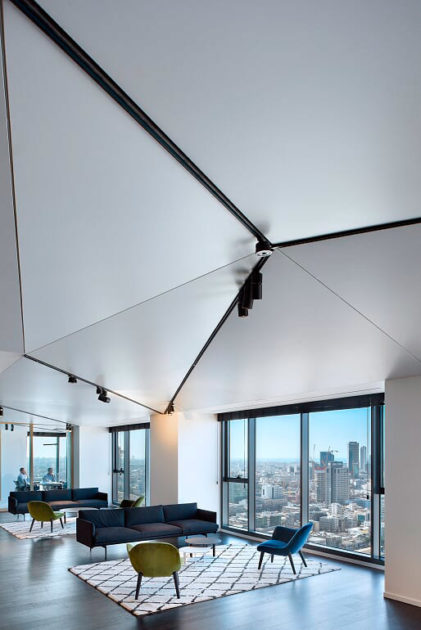 Triangular ceilings in office — Saros Design