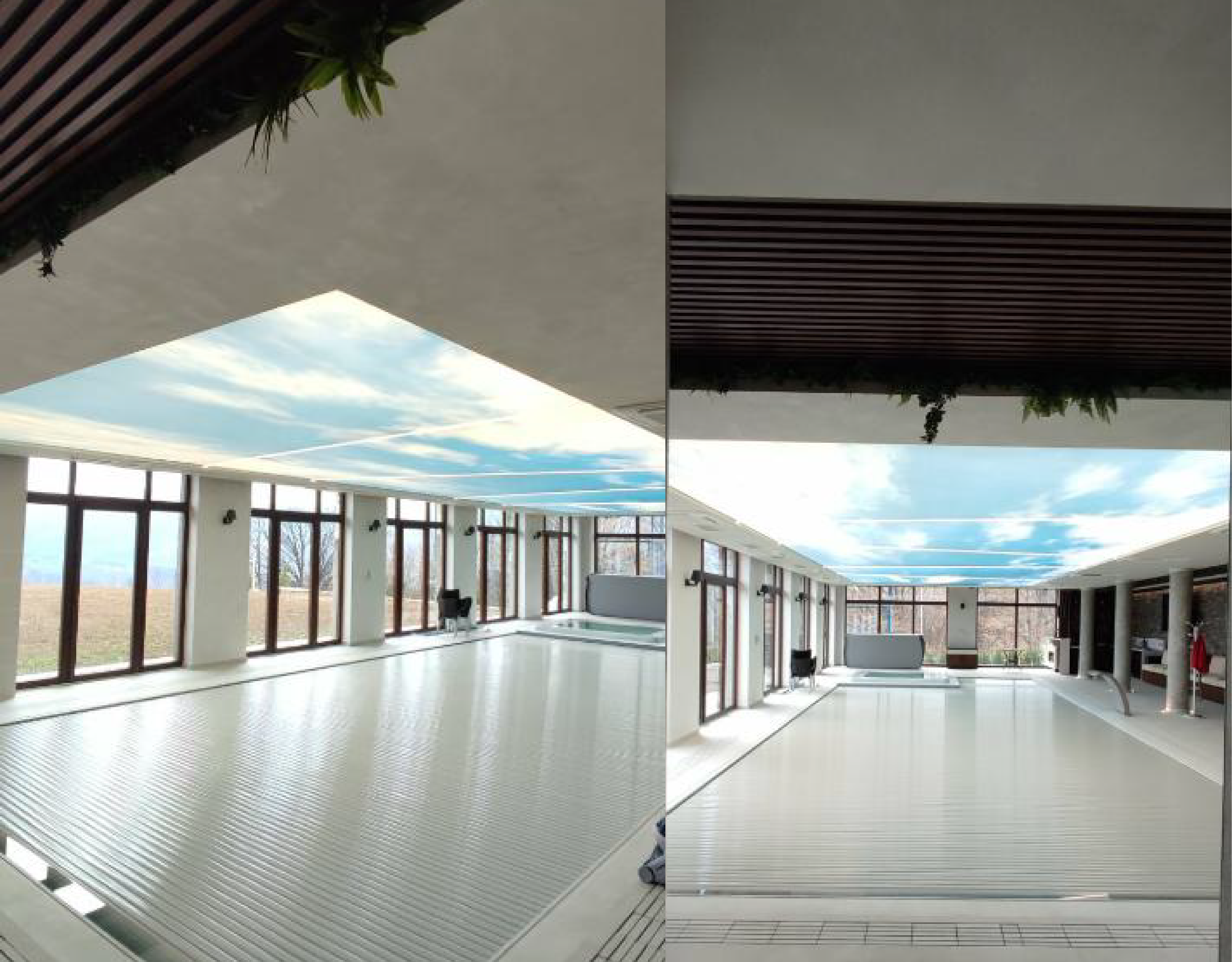 Backlit ceiling with light lines — Saros Design